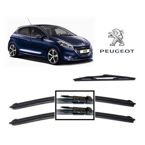 Kit 3 Palhetas Limpador De Parabrisa Dianteiro Traseiro Peugeot 208