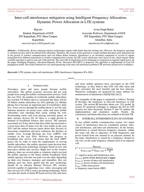 inter cell interference mitigation using intelligent frequency allocation dynamic power