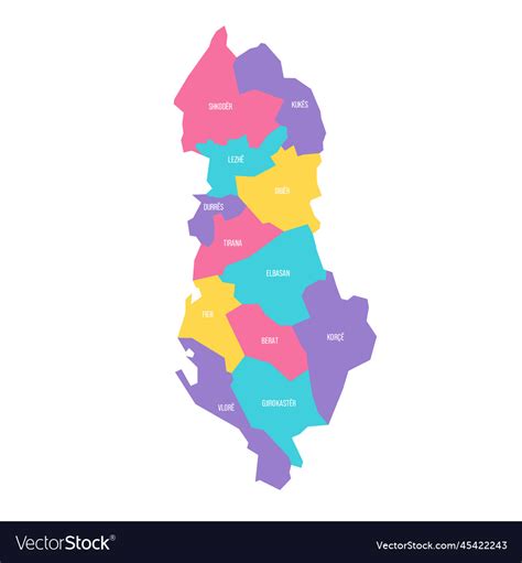 Albania Political Map Of Administrative Divisions Vector Image