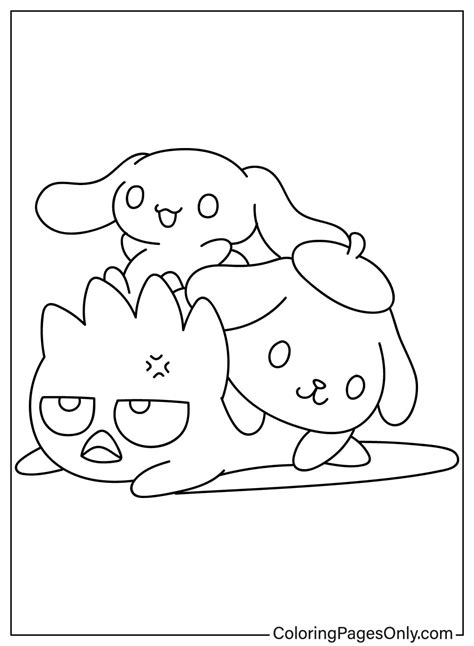 Badtz Maru Pompompurin Cinnamoroll Coloring Page Free Printable