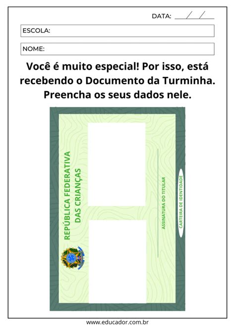 12 atividades sobre identidade para educação infantil Educador