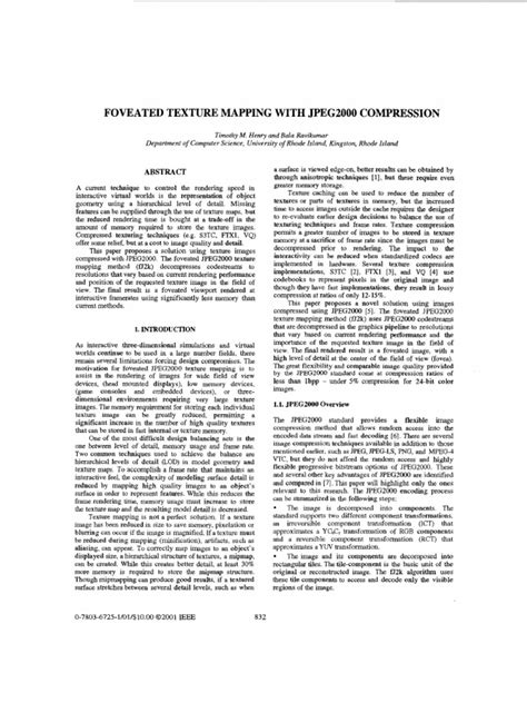 foveated texture mapping with jpeg2000 compression pdf texture