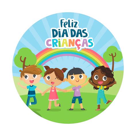 Painel Redondo Sublimado Dia das Crianças Brincadeiras 1 5m