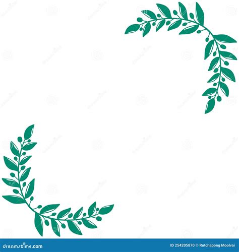 Leaf Corner Border Hand Drawn Floral Corner Borders Decoration Stock