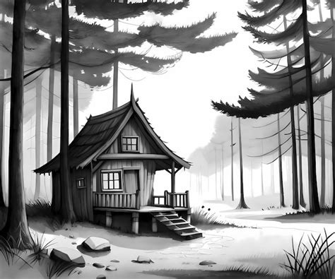 Cabaña de cuento de hadas en el bosque Foto Premium