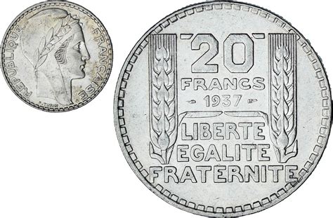 Frankreich 20 Francs 1937 Paris Münze Turin Paris VZ Silber KM 879