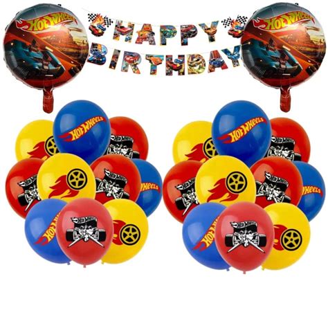 Set Banderín Globos Látex Cumpleaños Hotwheels Tu Fiesta a un Click