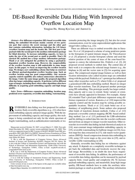 pdf de based reversible data hiding with improved overflow location map