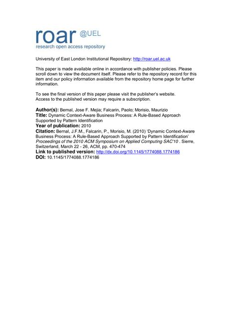 pdf dynamic context aware business process a rule based approach supported by pattern