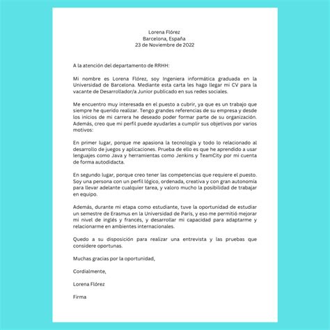 Cómo hacer una carta de presentación sin experiencia 2 ejemplos