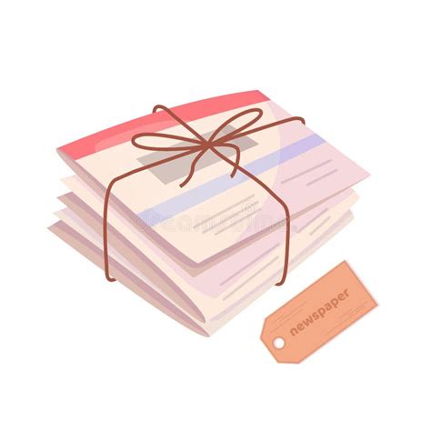 Pile Of Newspapers With Media Information Isolated Bound With String