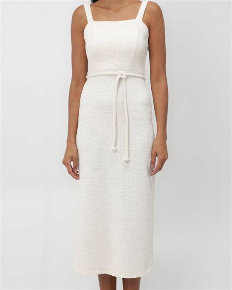 Riachuelo Vestido midi reto texturizado cordão bege AK by Riachuelo