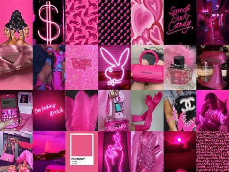 Hot Pink Wall Collage Kit Pink Aesthetic Collage Kit Hot Etsy Canada