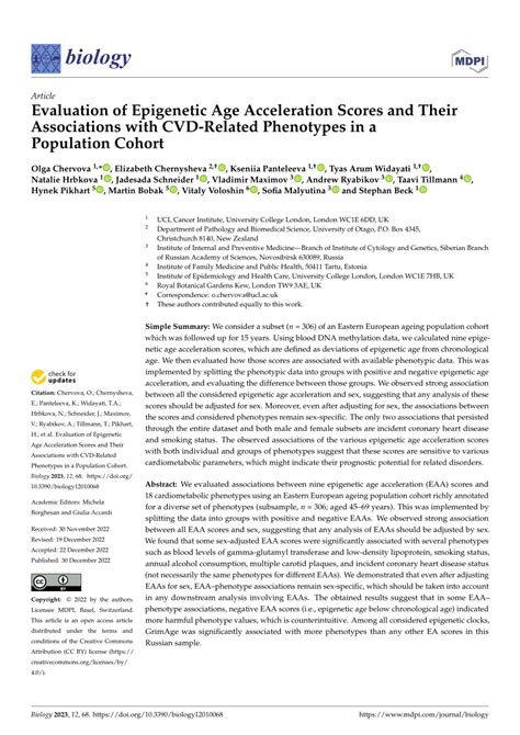 PDF Evaluation Of Epigenetic Age Acceleration Scores And Their