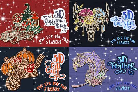 3D Bundle Layered Svg Papercut SVG 36 Designs 968167 Cut Files