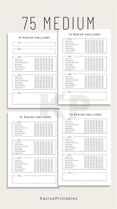 Medium Challenge Tracker Medium Printable Day Challenge