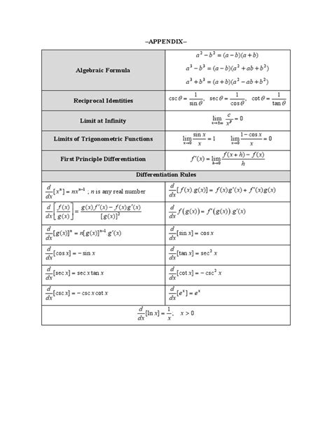 appendix pdf trigonometric functions mathematical relations