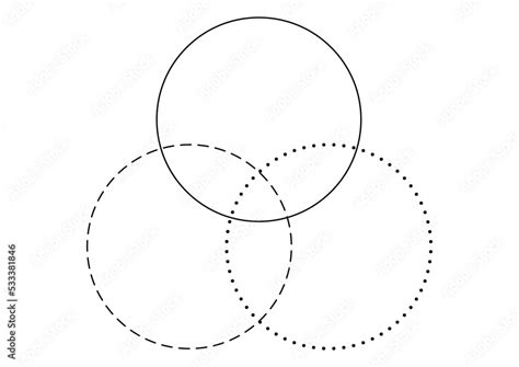 Venn Diagram Merge Three Line And Dotted Line Circles Chart Infographic