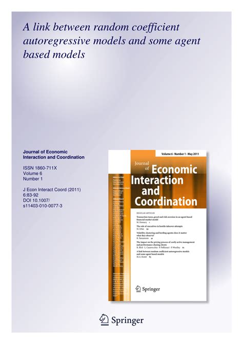 pdf a link between random coefficient autoregressive models and some agent based models