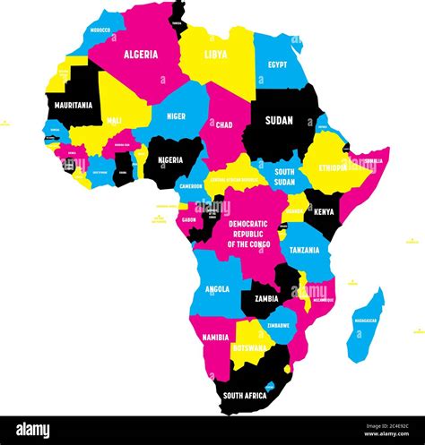 Political Map Of Africa Continent In Cmyk Colors With National Borders
