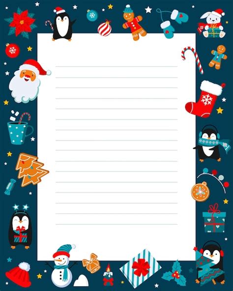 Modelo De Carta Para O Papai Noel Vetor Premium