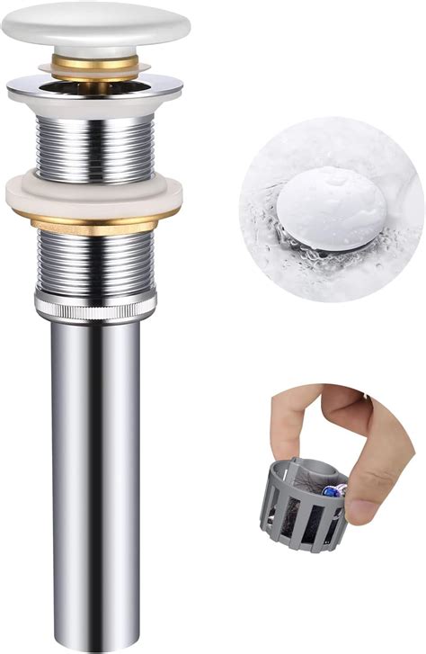 Bonde De Lavabo Sans Trop Plein Otomitra Pop Up Bonde Lavabo Blanc