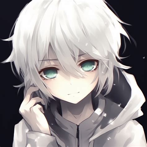 Focused Anime Boy With White Hair White Hair Anime Pfp Boy Image
