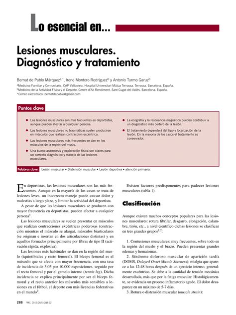 PDF Lesiones musculares Diagnóstico y tratamiento