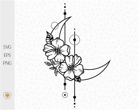 Flower Tattoos Body Art Tattoos Floral Moon Clipart Etsy Geometric