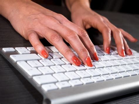Woman Hand Typing On Keyboard Stock Photo Image Of Female Data