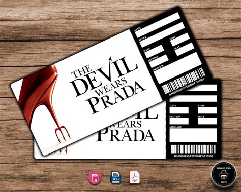 Printable DEVIL Wears PRADA Broadway Surprise Ticket Editable Etsy