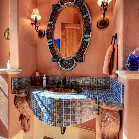 Southwest Decor Bathroom With Tile Sink Vintage Bathrooms Neutral