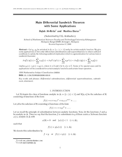 pdf main differential sandwich theorem with some applications oqlah al refai