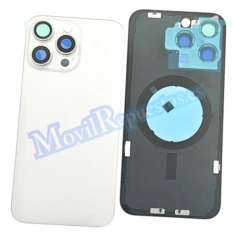 Tapa Trasera Con Soporte Metal Y Lente Para IPhone 15 Pro Max Blanco