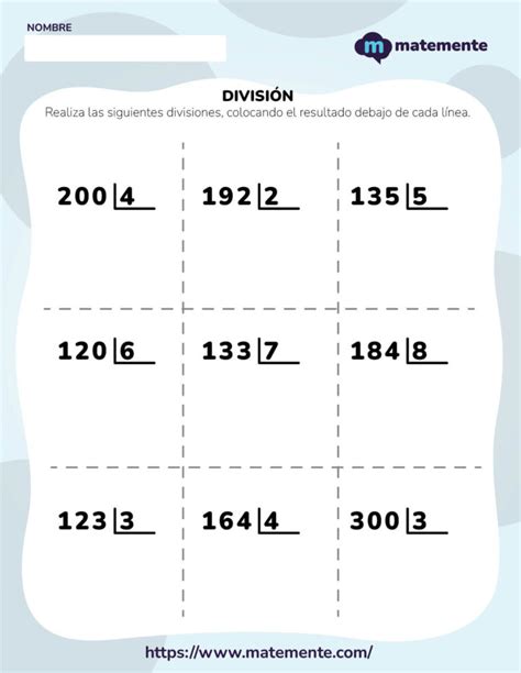 90 Ejercicios De Divisiones Para Cuarto Grado Imprimir