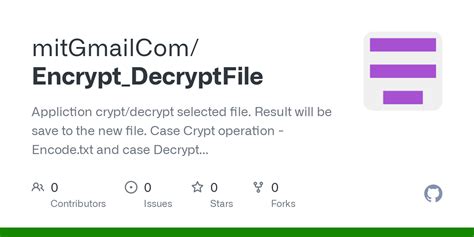 GitHub MitGmailCom Encrypt DecryptFile Appliction Crypt Decrypt