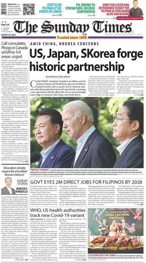 The Manila Times Front Page Aug 20 2023 The Manila Times