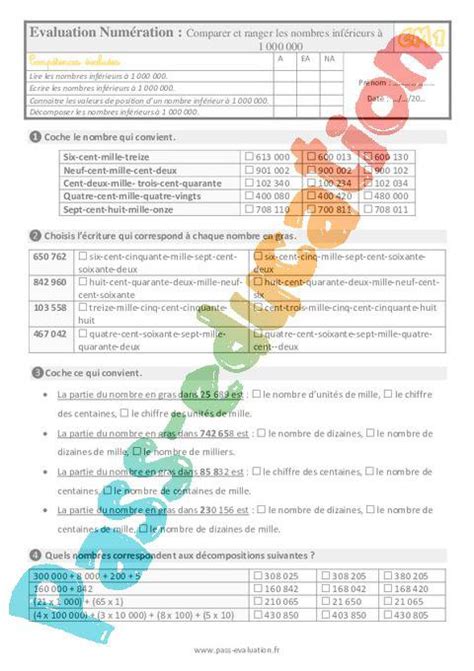 Comparer et ranger les nombres inférieurs à 1 000 000 au Cm2