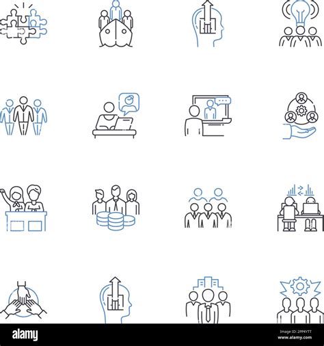 Combined Strength Line Icons Collection Power Unity Synergy