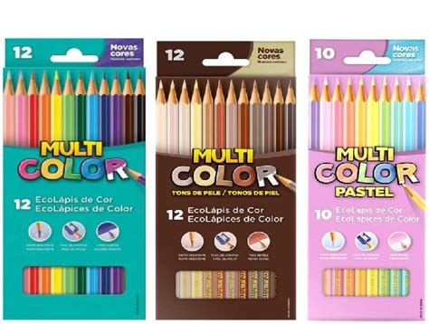 Kit lápis de Cor 12 Cores 12 Tons de Pele 10 Tons Pastel Multicolor