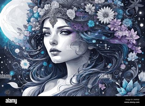Beautiful Women Portrait With Flowers Vector Art Wallpaper In Colorful