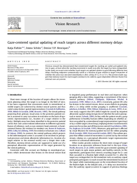 pdf gaze centered spatial updating of reach targets across different memory delays denise