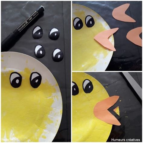 Fabriquer un poussin de Pâques avec une assiette en carton La cour des