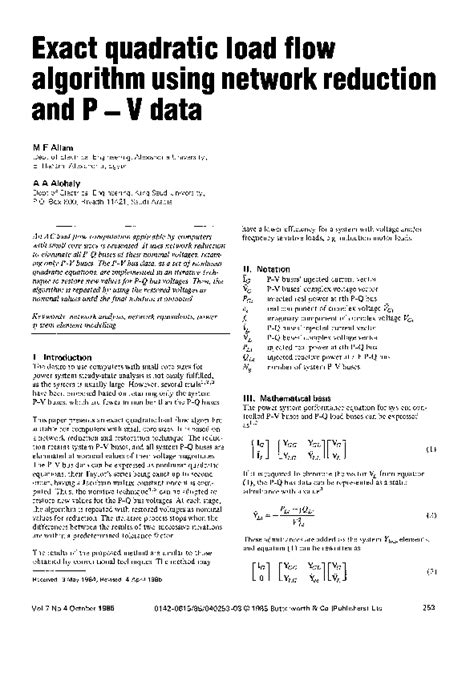 pdf exact quadratic load flow algorithm using network reduction and p v data mahmoud allam