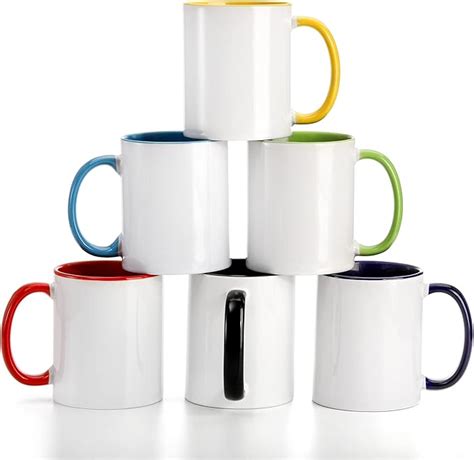 AVLA Juego de 6 tazas de sublimación de porcelana tazas en blanco de