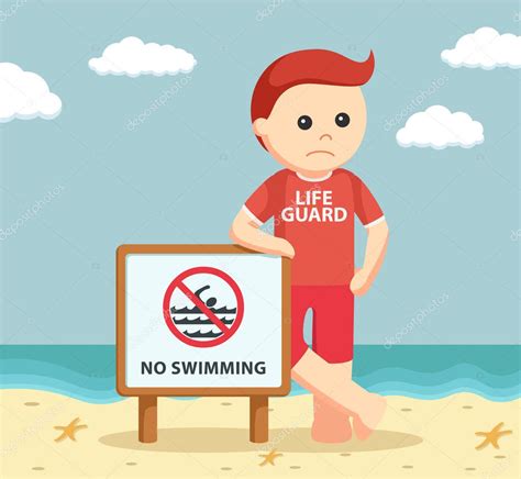 Lifeguard With No Swimming Sign Stock Illustration By Redrockerz99