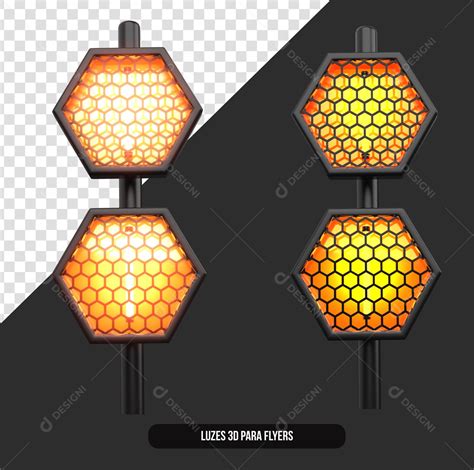Refletores de Luz Luzes Amarela Elemento 3D para Composição PSD