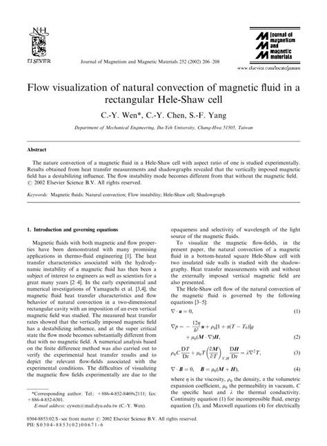 pdf flow visualization of natural convection of magnetic fluid in a rectangular hele shaw cell