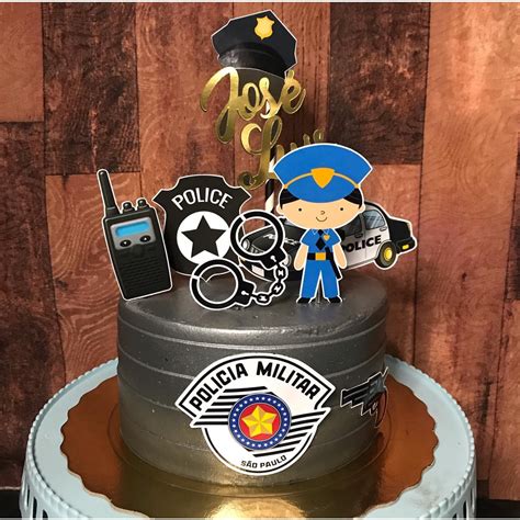 Topo De Bolo Personalizado Tema Policial Shopee Brasil
