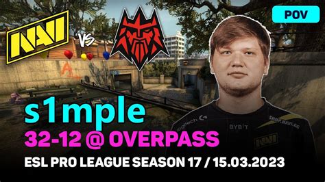 CSGO POV NAVI S1mple 32 12 Vs FORZE OVERPASS ESL Pro League